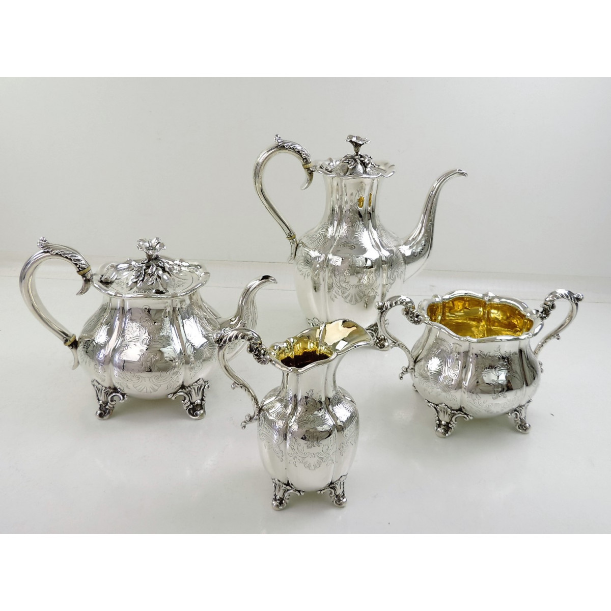 4-piece Victorian Tea & Coffee Service » Antique Silver Spoons