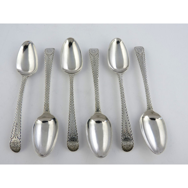 6 Hester Bateman Bright-cut Teaspoons » Antique Silver Spoons